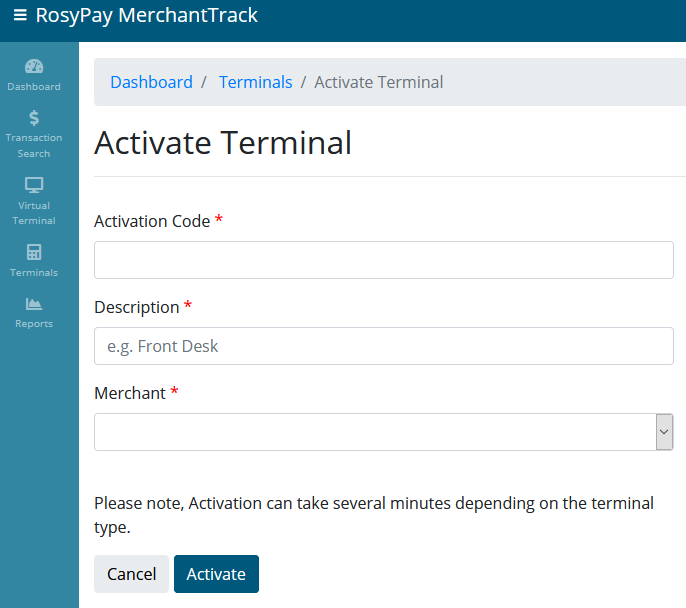 Activating your Cloud Terminal